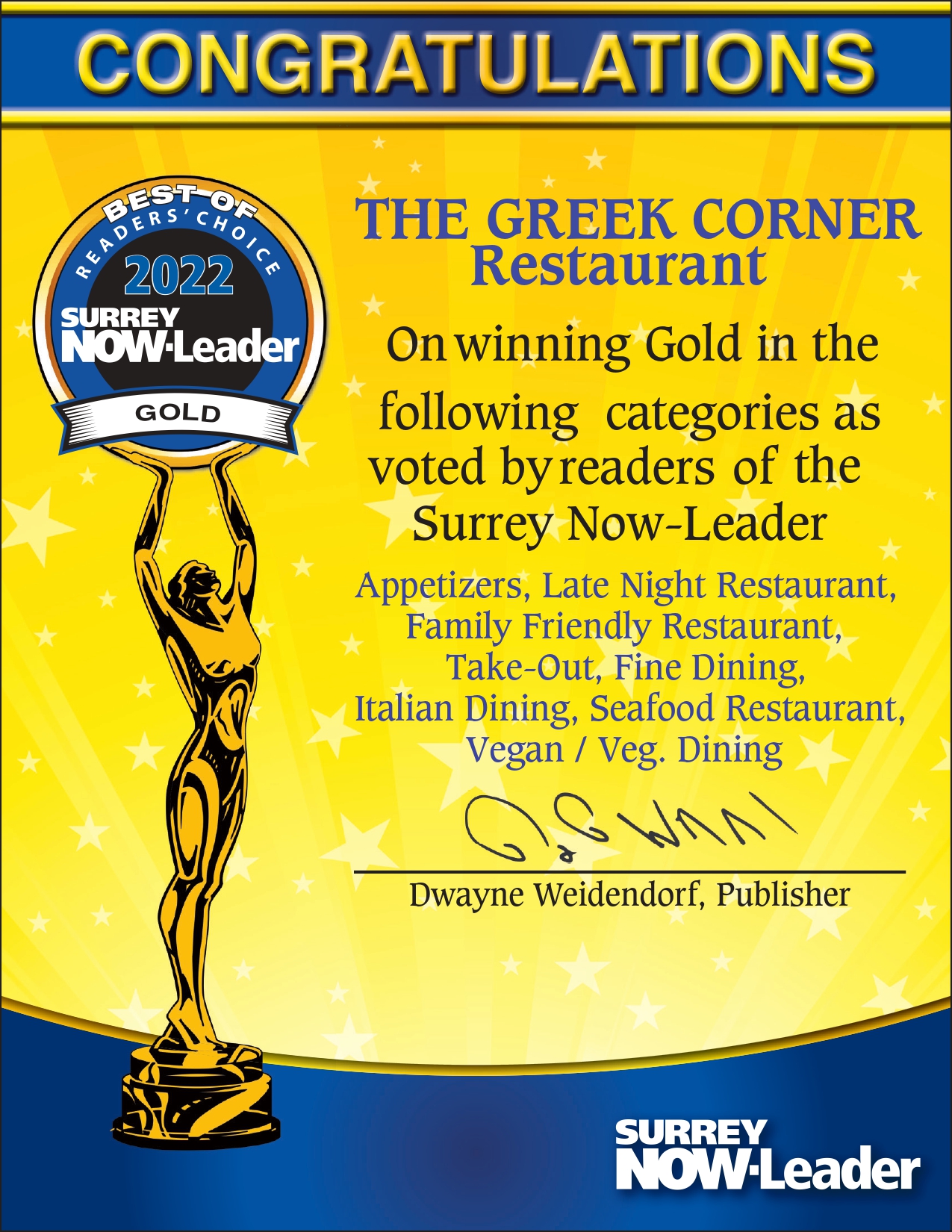 Menus - The Greek Corner