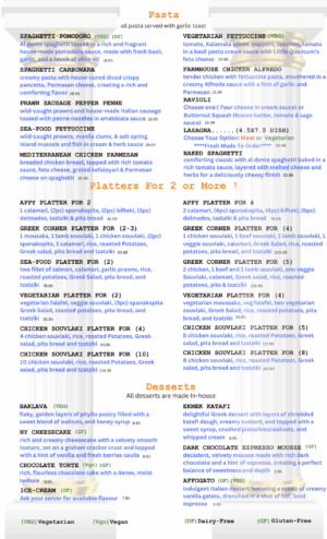 Menus - The Greek Corner