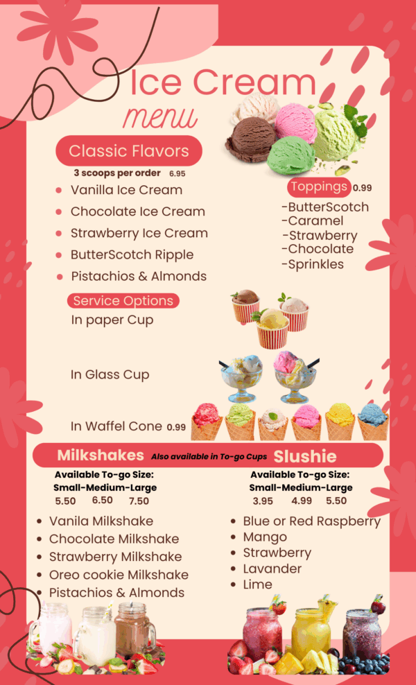 Menus - The Greek Corner