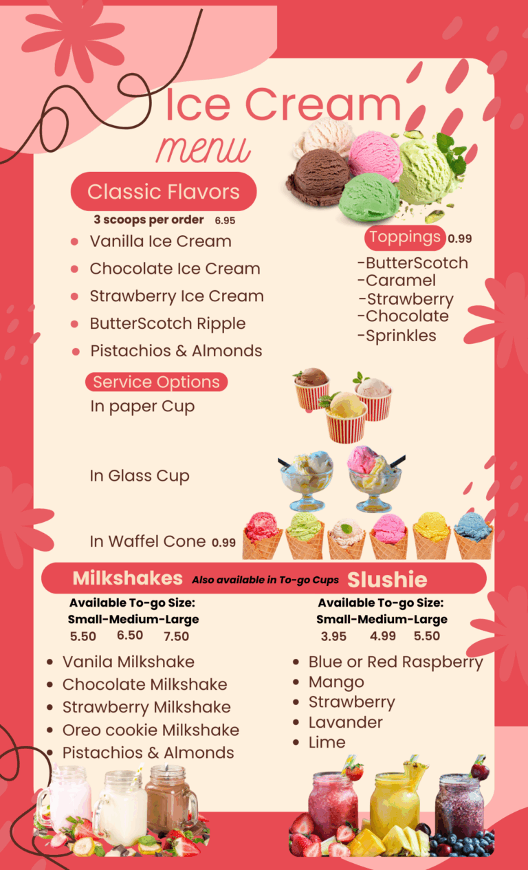 Menus - The Greek Corner